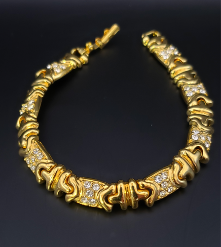 Shop Vintage Joan Rivers Gold & Rhinestone Link Bracelet