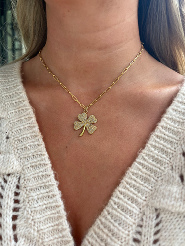 Pave Clover Pendant Necklace | Liv James Collection