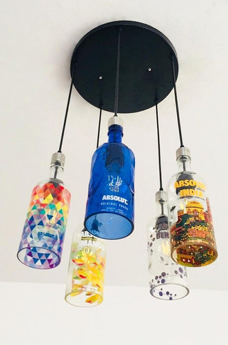 WAS A BOTTLE | Repurposed Bottle Chandelier Light Fixture | Absolut