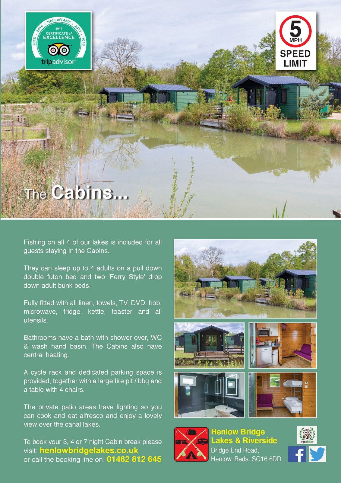 Cabin | Brochures | Henlow Bridge Lakes