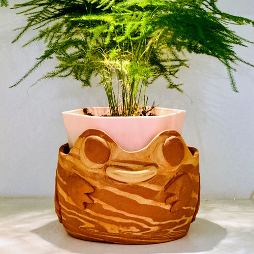 The Clay Puddle Terracotta Froggy Planter | Mountain Grass