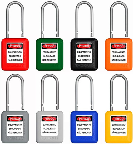 CADEADO DE BLOQUEIO PLÁSTICO TAGOUT HASTE ALUMÍNIO 6,3 MM DE DIAMETRO E ...