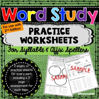 Words Their Way™ Affixes & Syllables Worksheets- 2nd Edition ...