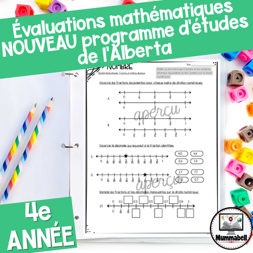 FRENCH Grade 4 Quick Math Assessments - New Curriculum | Mummabell ...