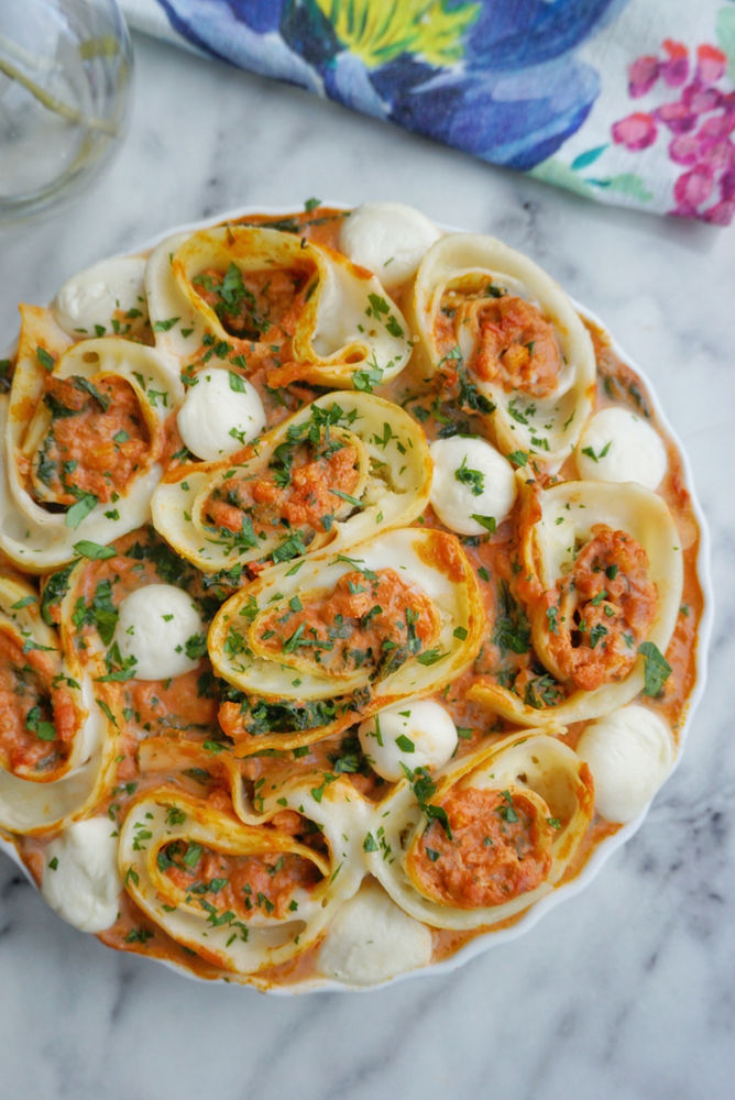 Lasagna Pinwheels with Vodka Sauce & Prosciutto