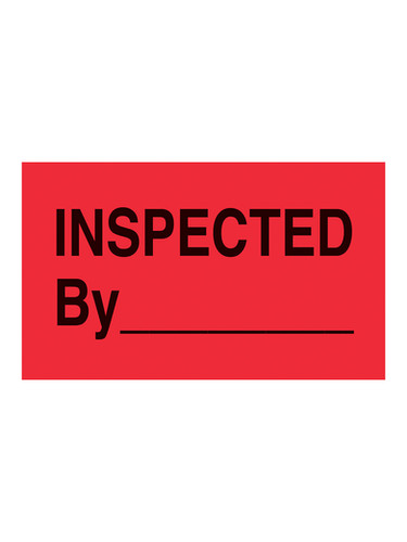 "Inspected By ______" Neon Red Production Labels, 3" x 5", 500 Labels ...