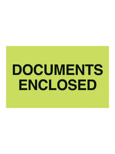 "Documents Enclosed" Neon Green Receiving Labels, 3" x 5", 500 Labels ...