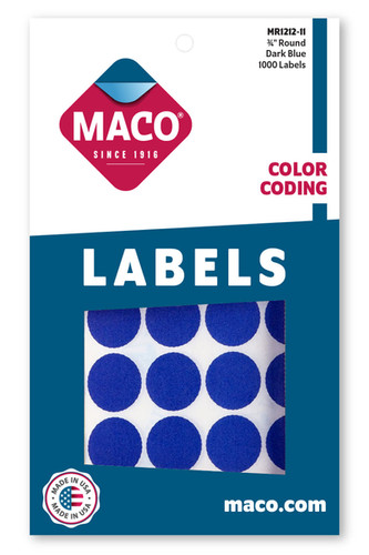 3/4" Dia. Color Coding Labels, Dark Blue, 1000/Bx | Maco