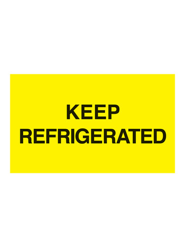 "Keep Refrigerated" Neon Yellow Climate Warning Labels, 3" x 5", 500 ...