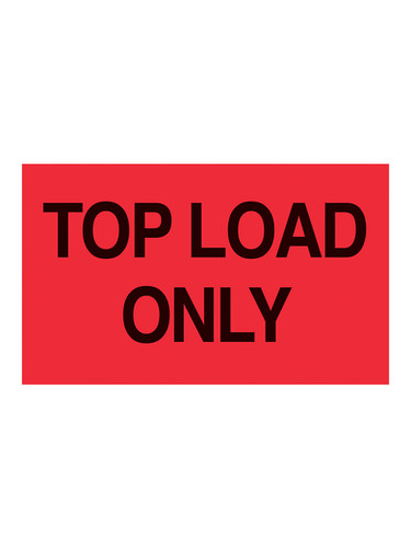 "Top Load Only" Neon Red Carton Warning Labels, 3" x 5", 500 Labels ...