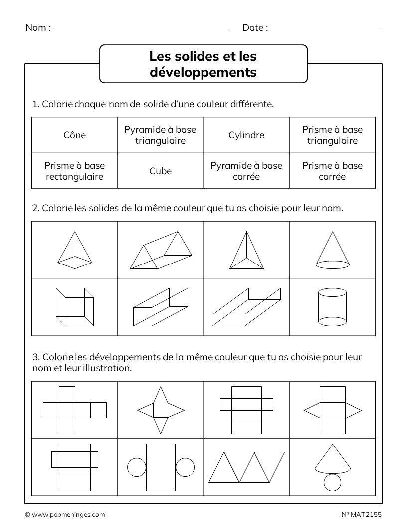 Les solides et les développements (Fiche #5) | PopMéninges
