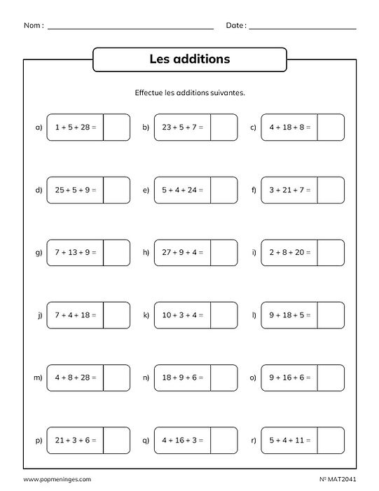Additions à 3 nombres | PopMéninges