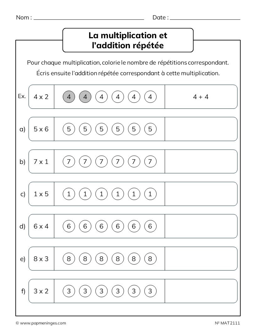 La multiplication et l'addition répétée | PopMéninges