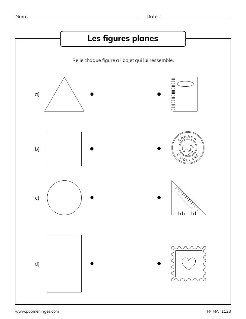 Les figures planes - Objets de même forme (Fiche #2) | PopMéninges