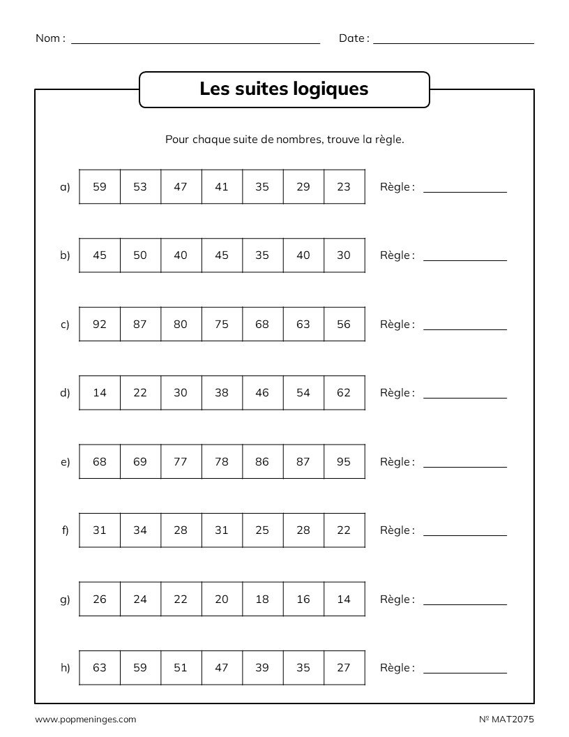 Les suites logiques - Trouver la règle | PopMéninges