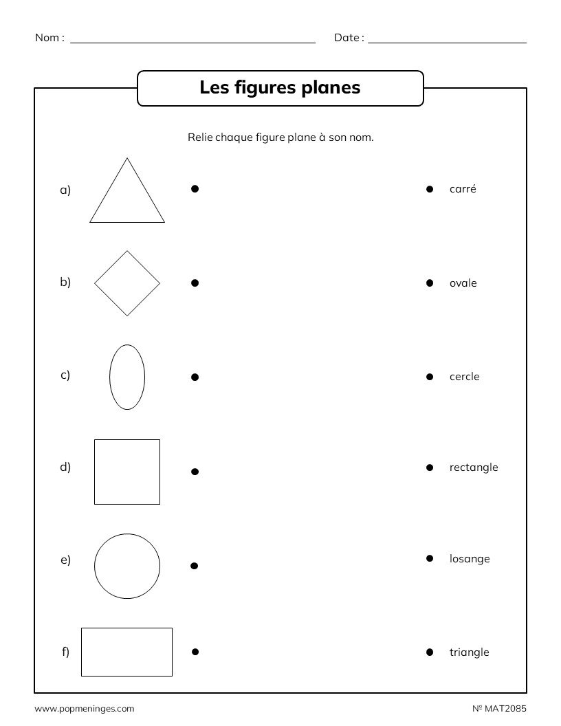 Les figures planes - Noms à relier | PopMéninges