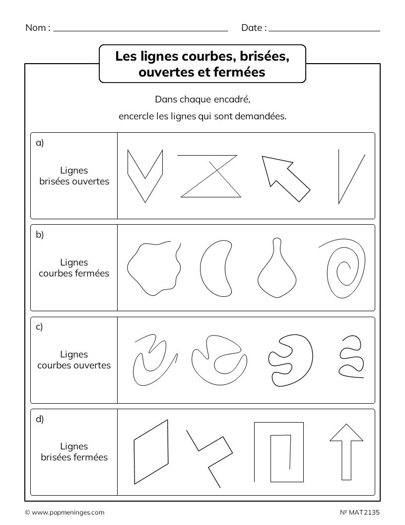 Les lignes courbes, brisées, ouvertes et fermées (Fiche #1) | PopMéninges
