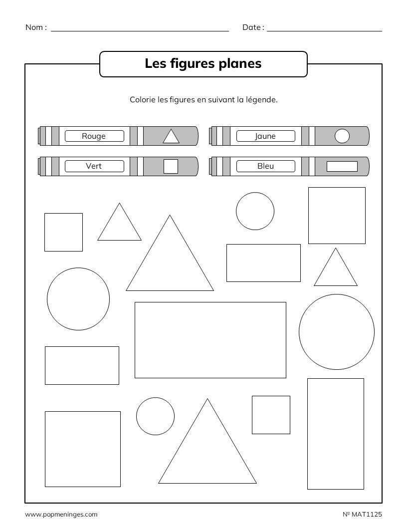 Les figures planes à colorier (Fiche #1) | PopMéninges