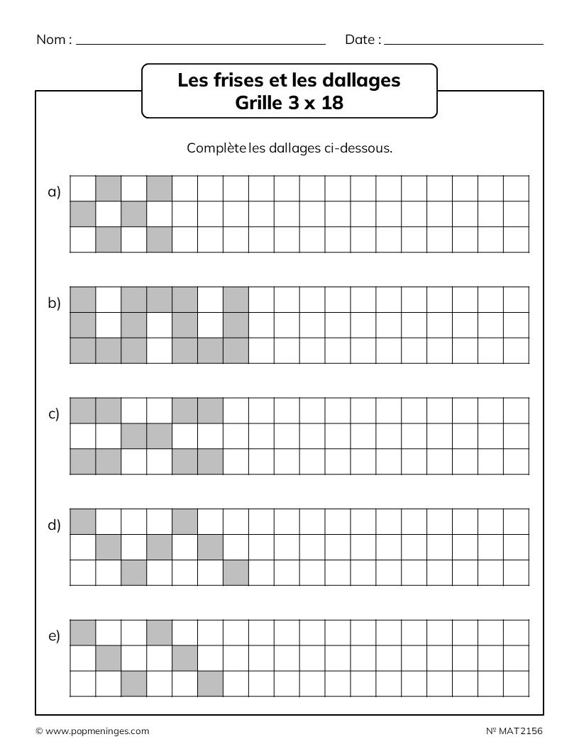 Les frises et les dallages - Grille 3 x 18 | PopMéninges