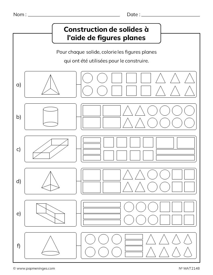 Construction de solides à l'aide de figures planes (Fiche #1) | PopMéninges