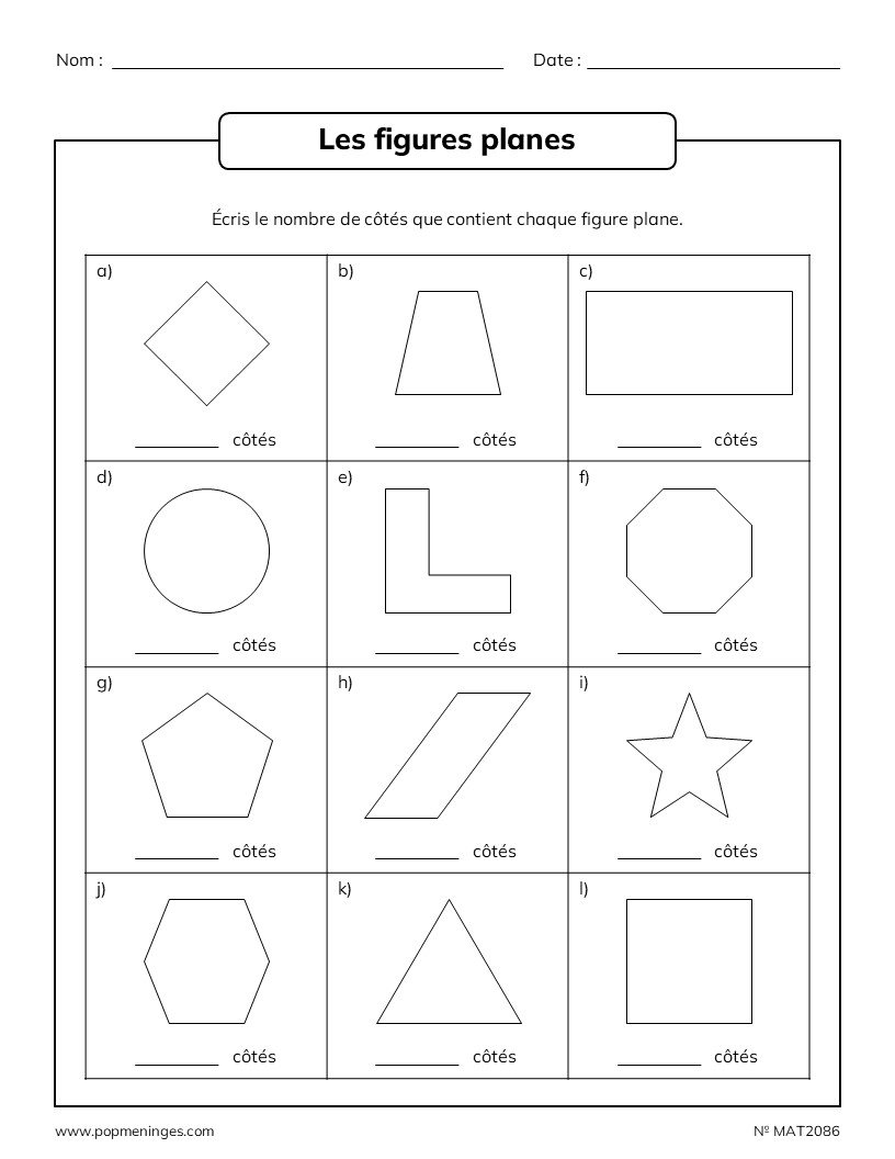 Les figures planes - Nombre de côtés 2 | PopMéninges