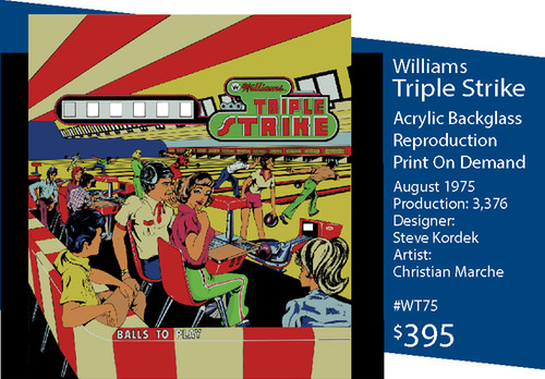 Triple Strike 1975 Williams #WT75 | Pinball Backglass
