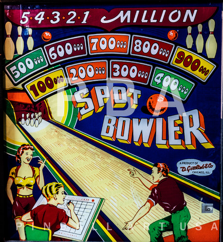 Spot Bowler 1950 Gottlieb Backglass | Pinball Art USA