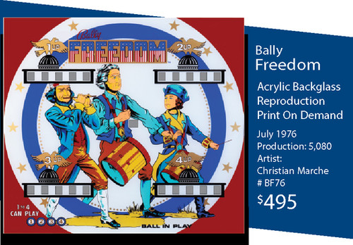 Freedom 1976 Bally #BF76 | Pinball Backglass