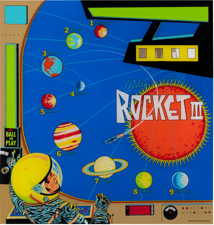 Rocket III 1967 Bally Acrylic Backglass | Pinball Backglass