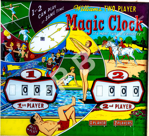 Magic Clock 1960 Williams Backglass | Pinball Backglass
