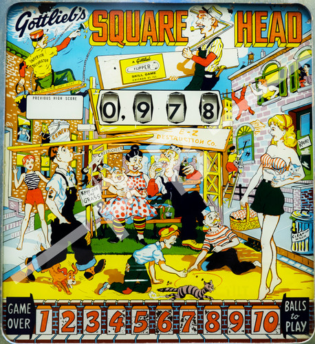 Square Head 1963 Gottlieb Backglass | Pinball Backglass