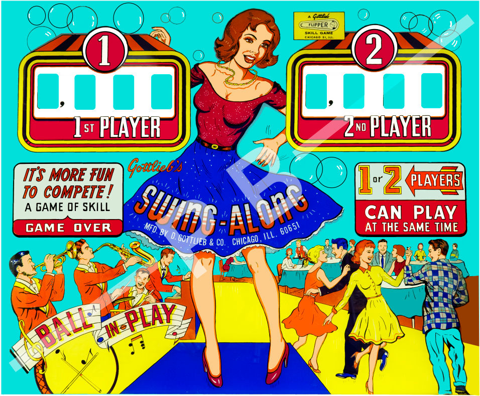 Swing Along 1963 Gottlieb Backglass | Pinball Backglass
