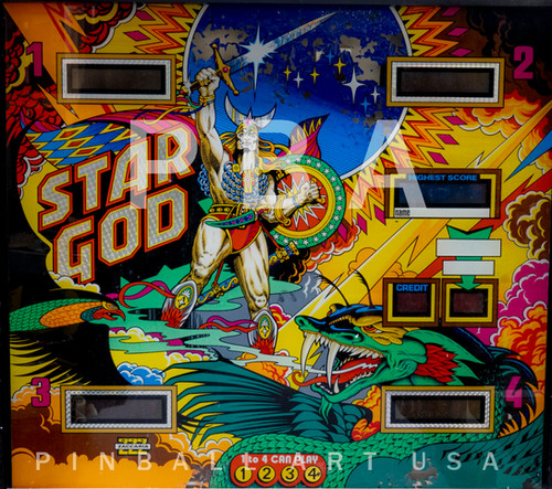 Star God 1980 Zaccaria Backglass | Pinball Art USA
