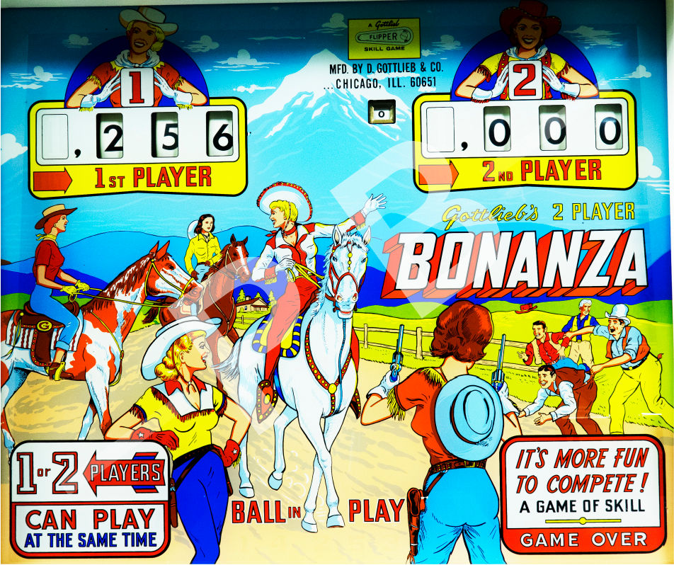 Bonanza 1964 Gottlieb Backglass | Pinball Backglass