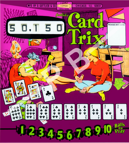 Card Trix 1970 Gottlieb Backglass | Pinball Backglass