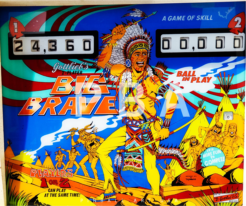 Big Brave 1974 Gottlieb | Pinball Art USA