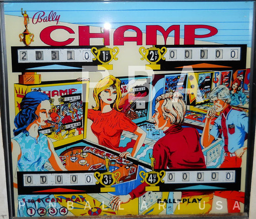 Champ 1974 Bally Backglass | Pinball Art USA