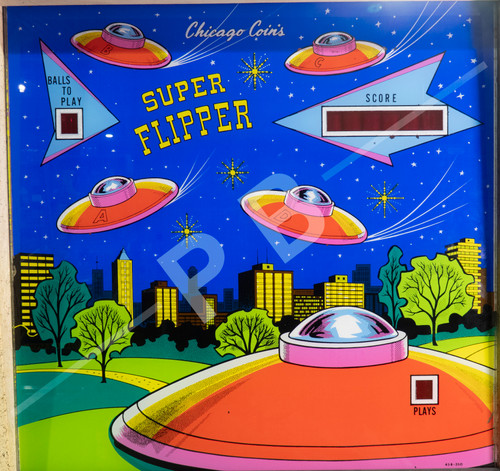 Super Flipper 1975 Chicago Coin Backglass | Pinball Backglass