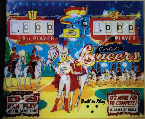 Lancers 1961 Gottlieb Backglass | Pinball Backglass