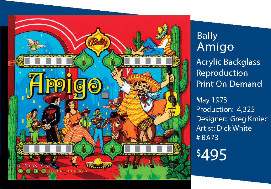 Amigo 1973 Bally #BA73 | Pinball Backglass