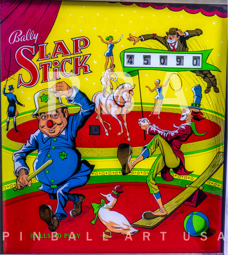Slap Stick 1975 Bally Backglass | Pinball Art USA