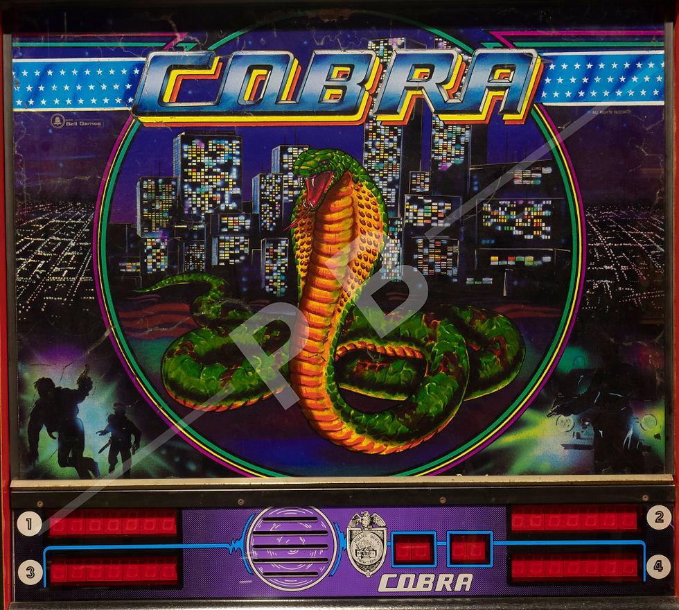 Cobra 1987 Bell Games Backglass | Pinball Backglass