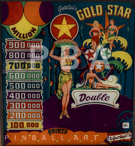 Gold Star 1954 Gottlieb Backglass | Pinball Art USA