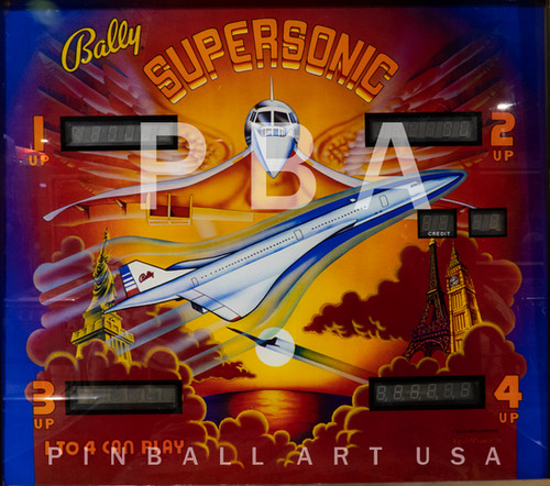 Supersonic 1979 Bally Backglass | Pinball Art USA