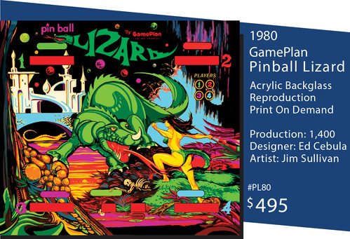 Pinball Lizard 1980 GamePlan #PL80 | Pinball Backglass