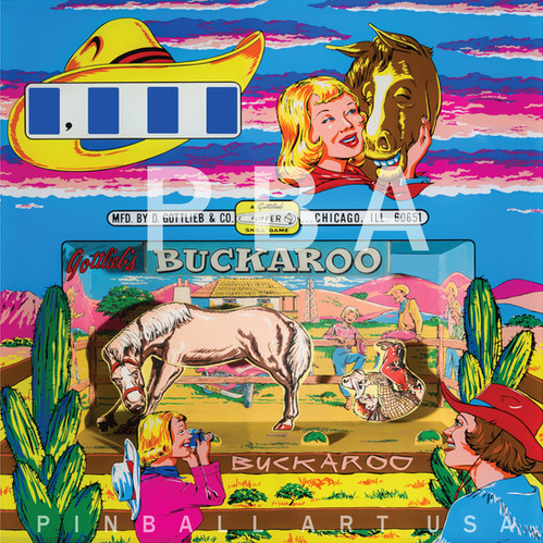 Buckaroo | Gottlieb | pinball backglass art print | Pinball Art USA