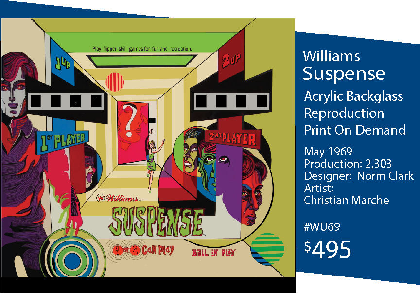 Suspense 1969 Williams #WU69 | Pinball Backglass