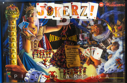 Jokerz! 1988 Williams Backglass | Pinball Art USA