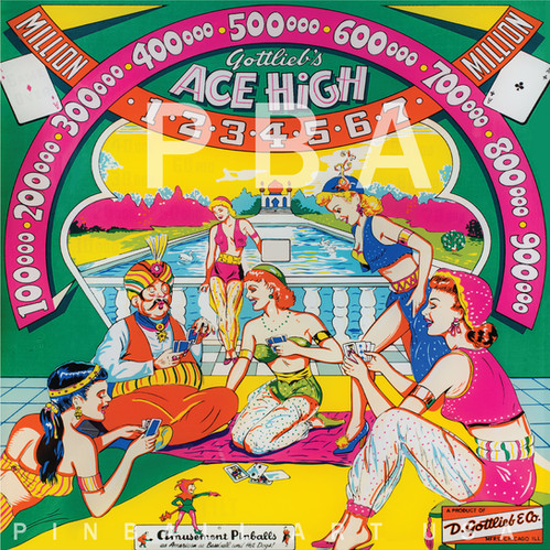 Ace High | Gottlieb | pinball backglass art print | Pinball Art USA