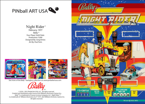 Night Rider Greeting Card | Pinball Art USA
